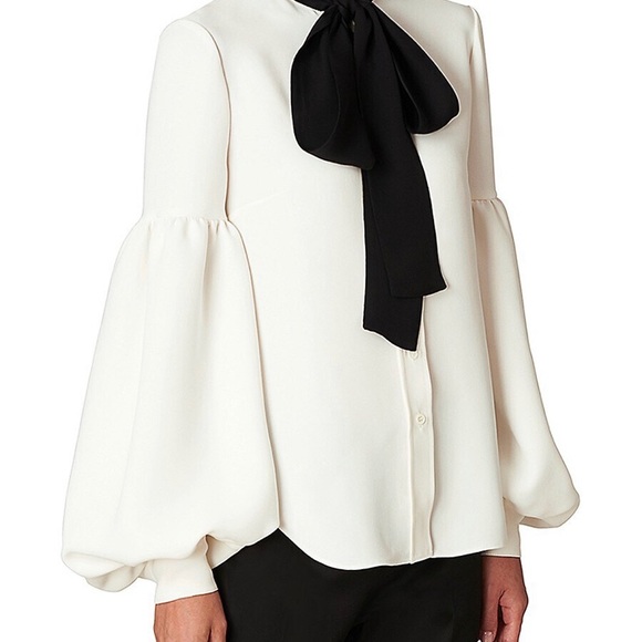 Carolina Herrera | Tops | Carolina Herrera Lavalier Bow Silk Blouse ...
